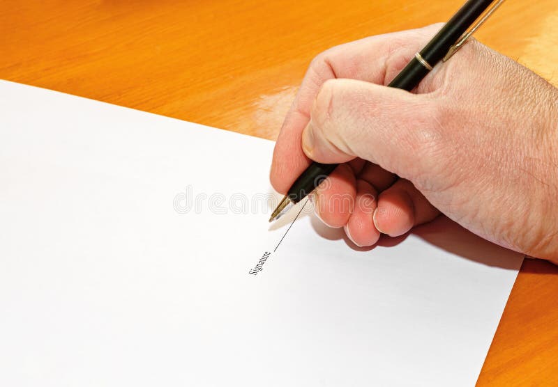 Hand signing document stock photo. Image of desk, office - 235564228