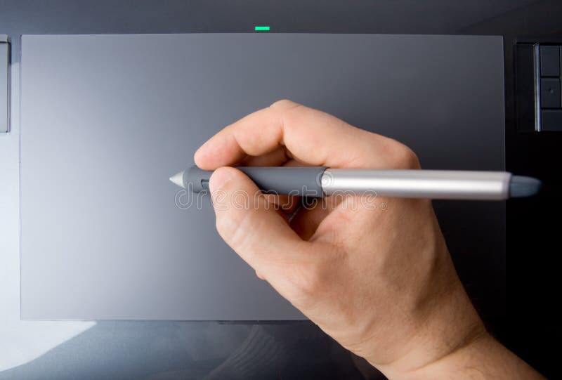 Hand on Pen Tablet stock image. Image of tool, hand, path - 8594095