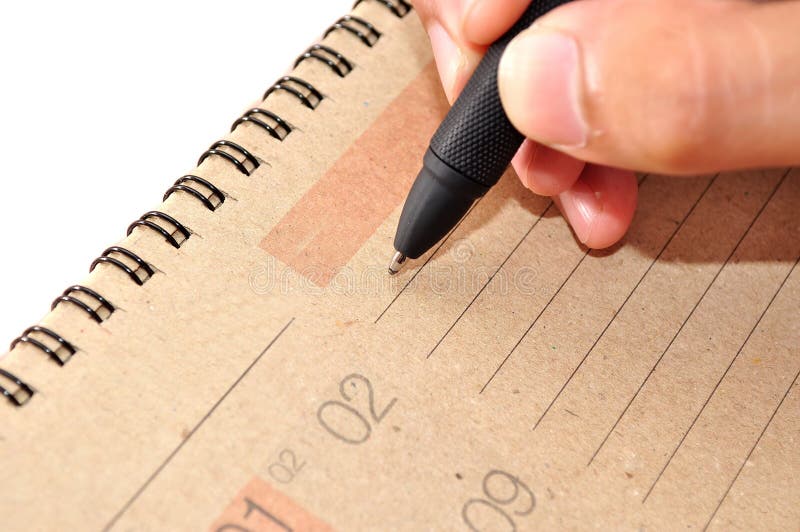 Hand with Pen Take a Note into Calendar Stock Photo - Image of date ...