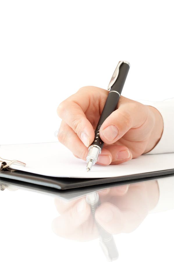 Hand with pen writing stock image. Image of empty, paper - 19879711