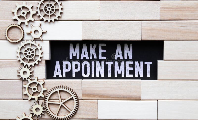 Hand with Pen Writing Make an Appointment Stock Image - Image of word ...