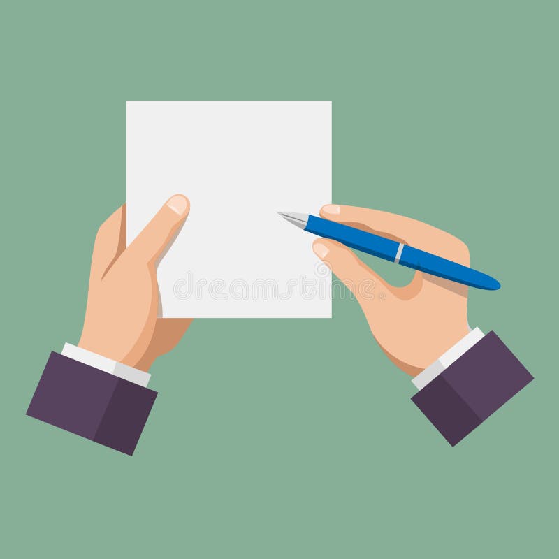Hand with Pen Writing on Paper Stock Vector - Illustration of hand ...