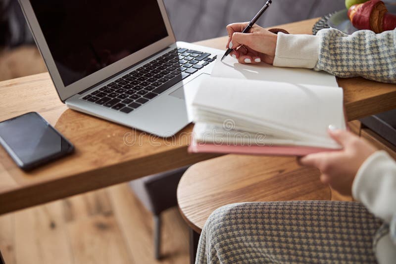 Hand with Pen Writing in a Record Book Stock Image - Image of room ...