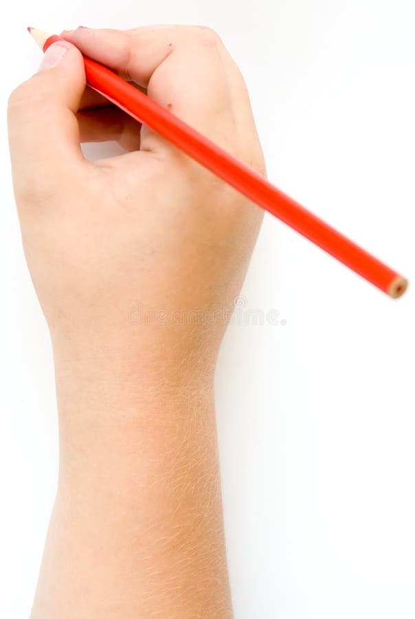 Child`s Hand Holding the Pencil Stock Photo - Image of human, education ...