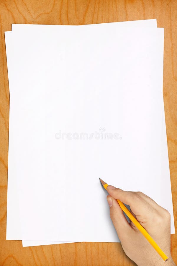Hand Pencil Drawing Blank White Sheets Stock Image - Image of white ...