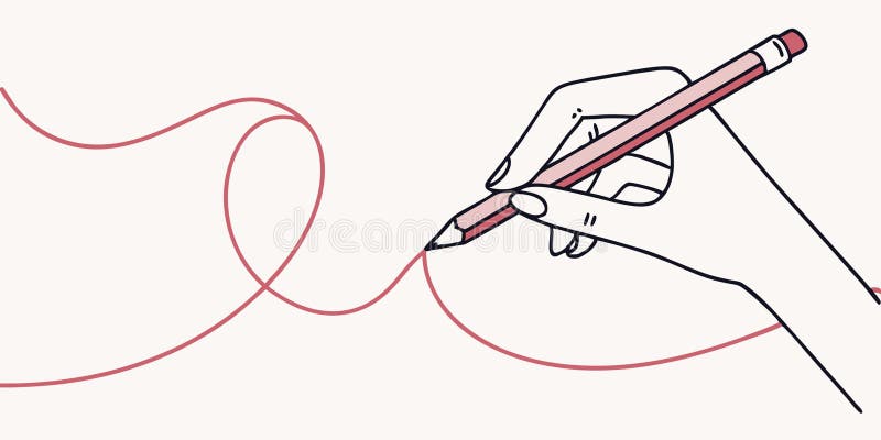 Hand with Pencil Drawing a Continuous Line, Artistic Flow and Design ...