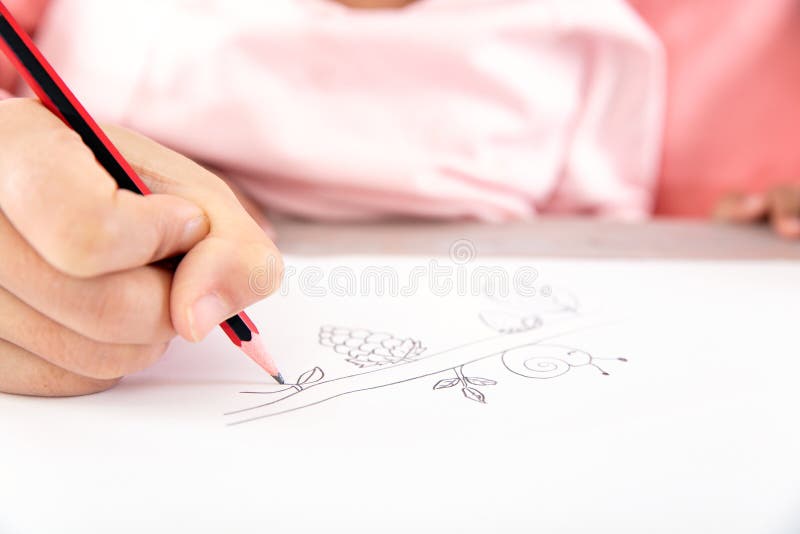 Hand Pencil Drawing Short Stroke Close Up Stock Photo - Image of ...