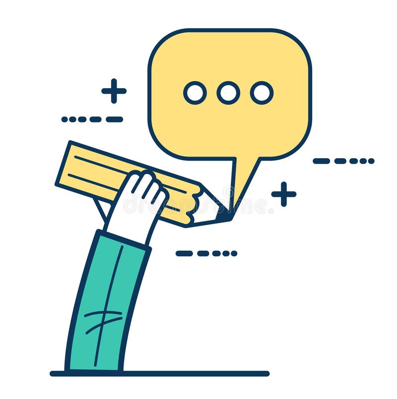 Hand with Pencil Drawing a Speech Bubble. Document Concept Stock Vector ...