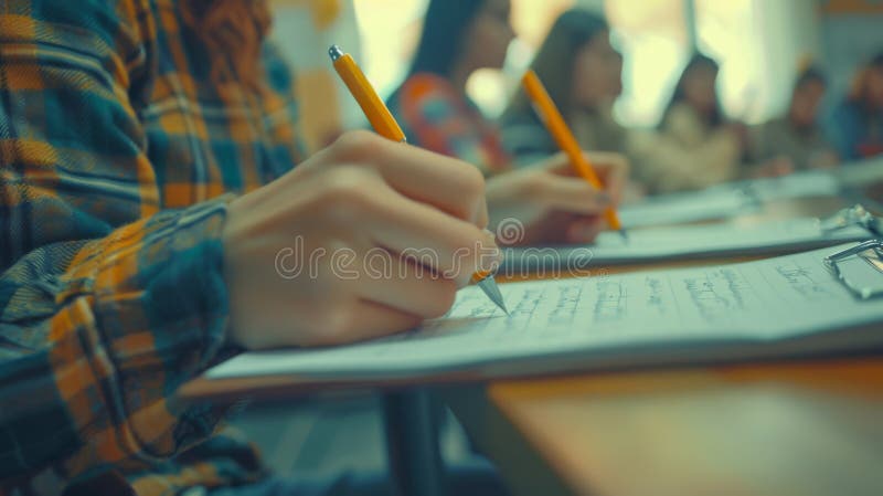 A Hand with a Pencil Filling in a Bubble Sheet for a Test.. AI ...