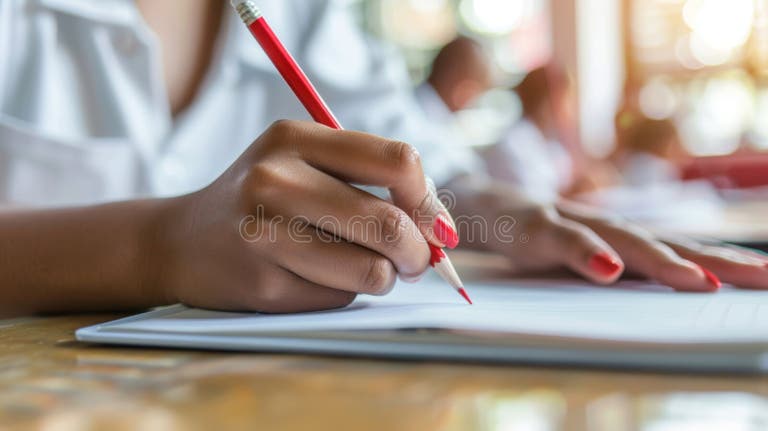 A Hand with a Pencil Filling in a Bubble Sheet for a Test.. AI ...