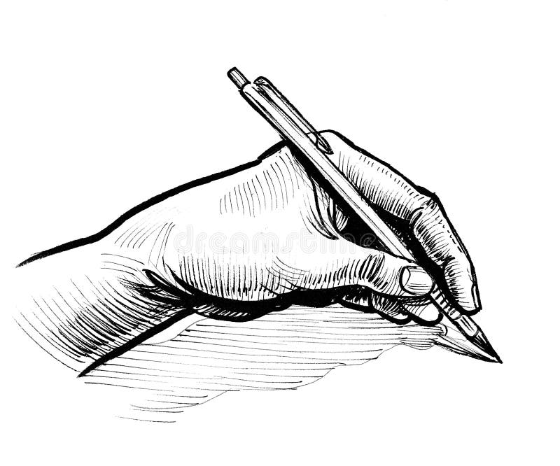 Hand and pencil stock illustration. Illustration of hand - 167418702