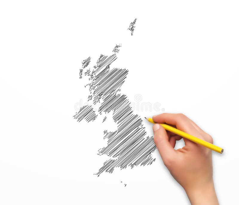 Hand Pencil United Kingdom Map Sketch Vector Stock Vector ...