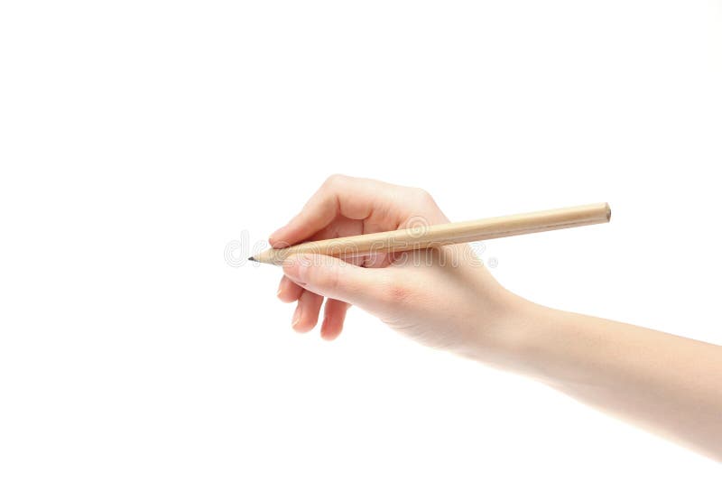 Hand with a Pencil on a White Background. Body Parts Stock Image ...