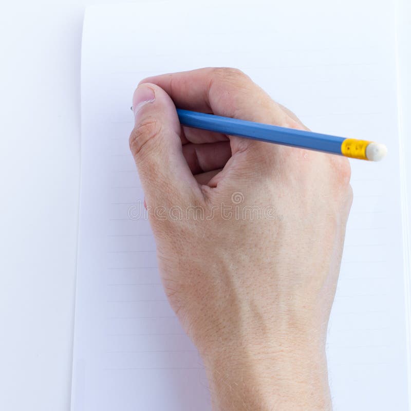 Hand with Pencil Writing in a Notebook Stock Image - Image of journal ...