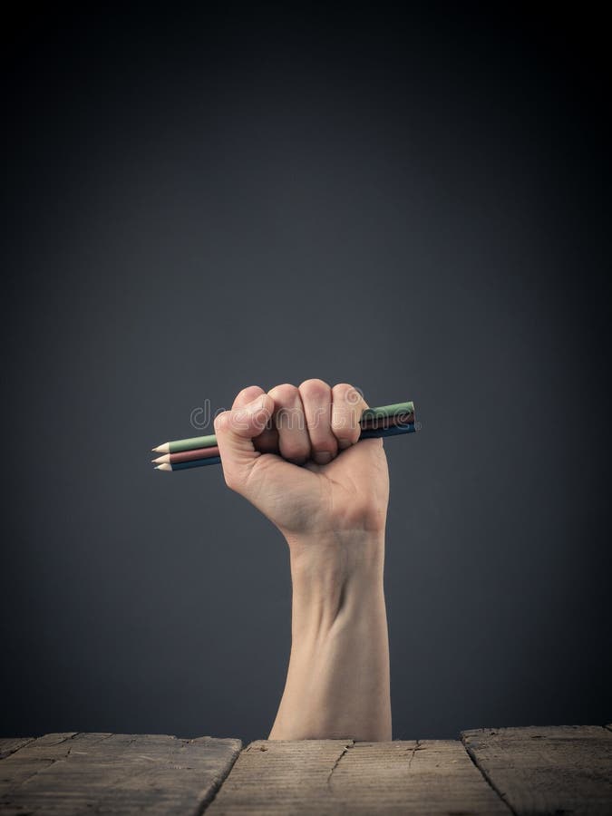 Hand with pencils stock image. Image of drawing, plan - 91664045