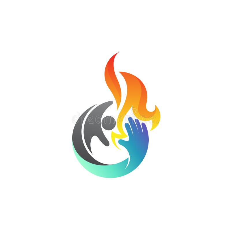Hand People Care Logo with Fire Design Template Stock Vector - Illustration of blaze, people ...
