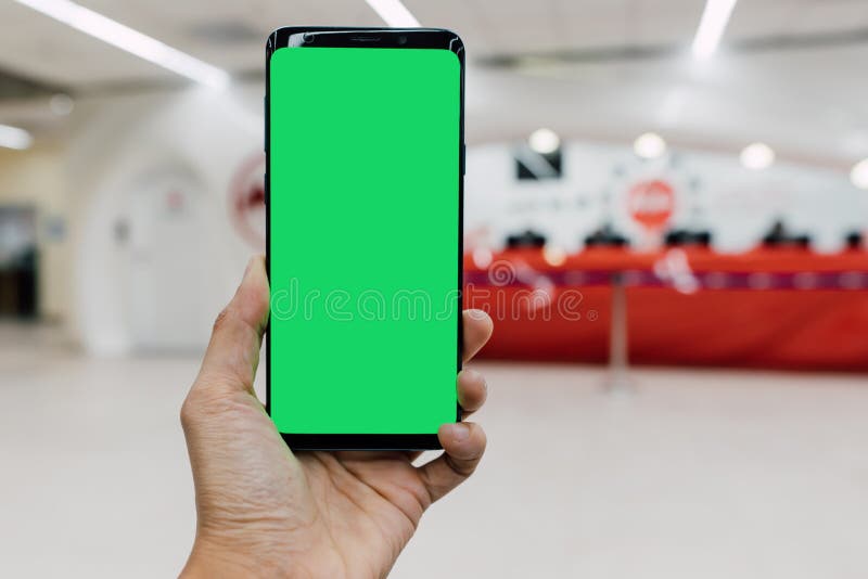 Hand of People Holding Smartphone with Green Screen Mockup Using Mobile ...