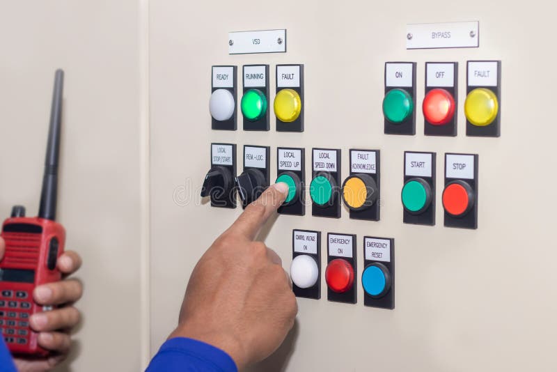 Key Switch Select Mode Buttons and Display on Control Panel. Stock ...