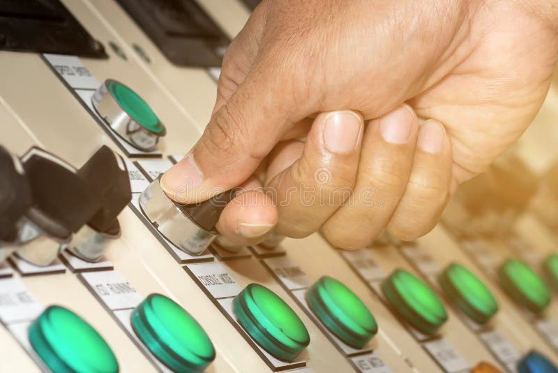 Hand of People Key Switch Select Mode in Electrical Control Panel ...