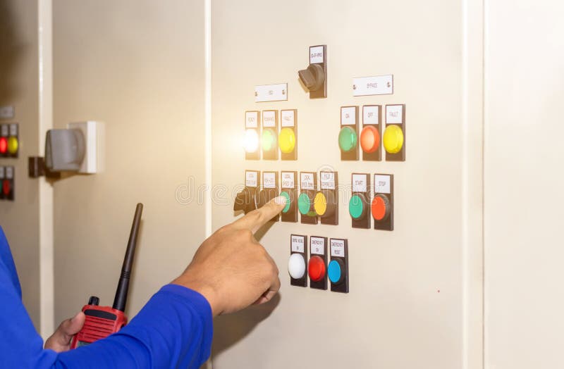 Hand of People Key Switch Select Mode in Electrical Control Panel ...