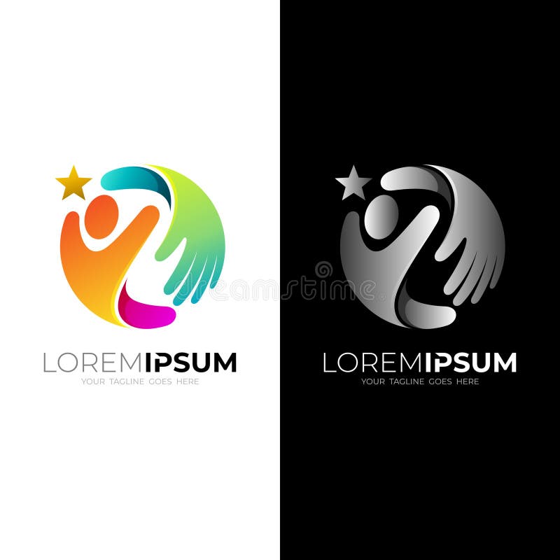 Hand People Logo with Charity Design Combination, Unity Stock Vector ...