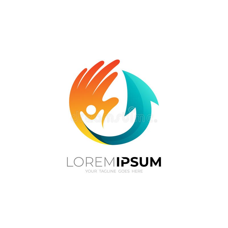 Hand and People Logo Combination, Charity Design Template Stock Vector ...