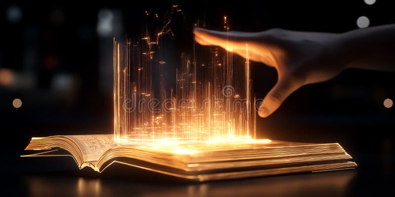 Hand Performing Magic by Generating Glowing Patterns from Open Book ...