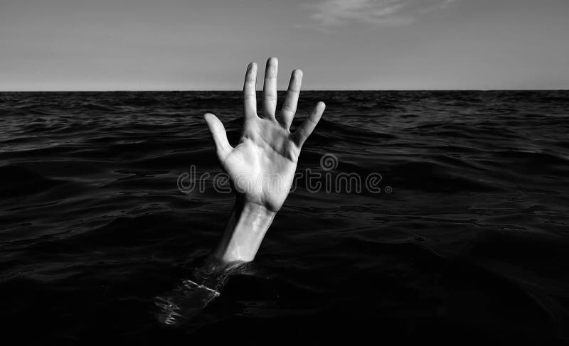 Person Asking for Help while in Danger of Drowning in the Sea Water ...