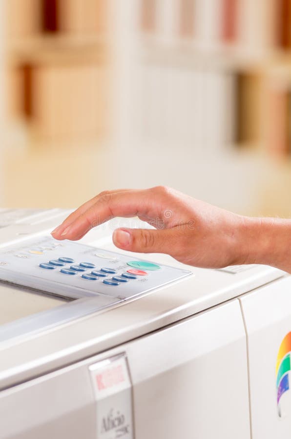 Hand of a Person Using Copy Machine Stock Image - Image of equipment ...