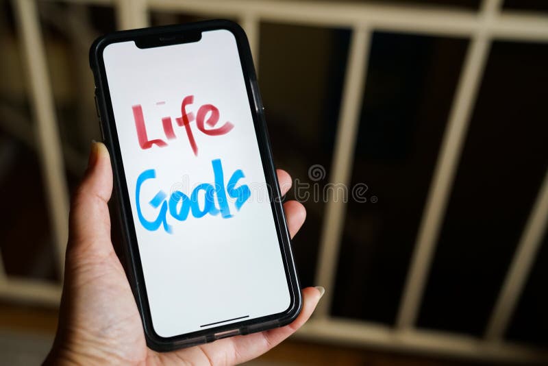 Hand Phone with Life Goals Written on it Stock Photo - Image of idea ...