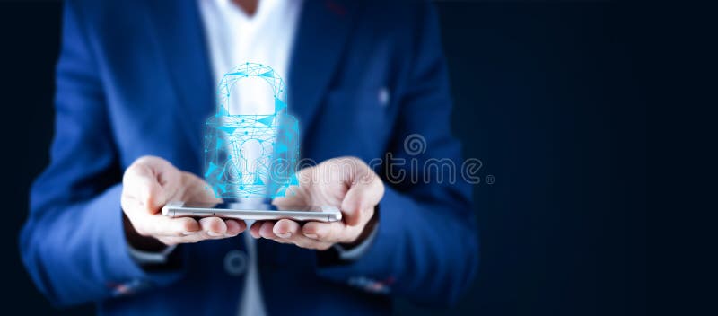 Hand phone with lock stock photo. Image of online, privacy - 196470408