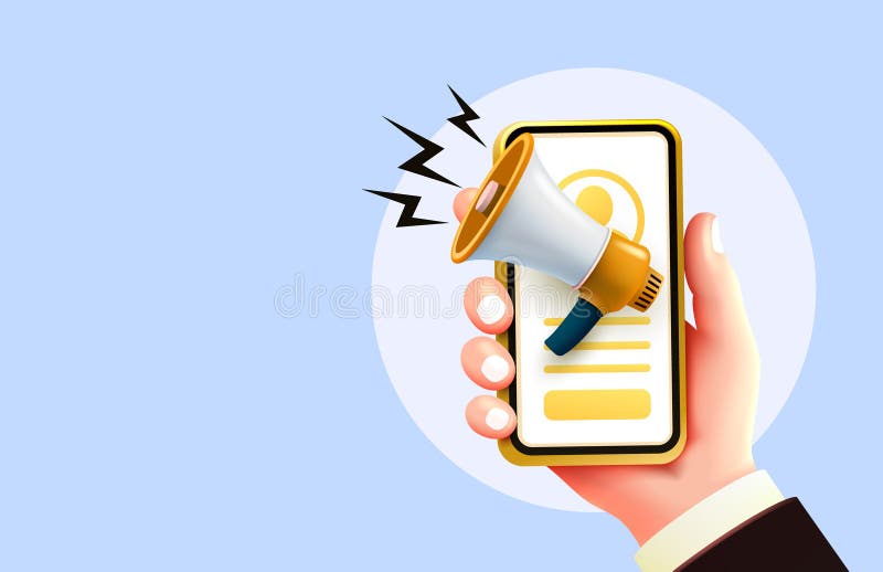 Hand Phone Megaphone, Social Advertising Phone. Vector Illustration ...
