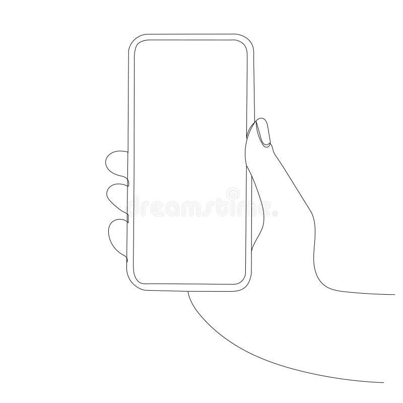 Hand with Phone One Continuous Line Drawing Stock Vector - Illustration ...