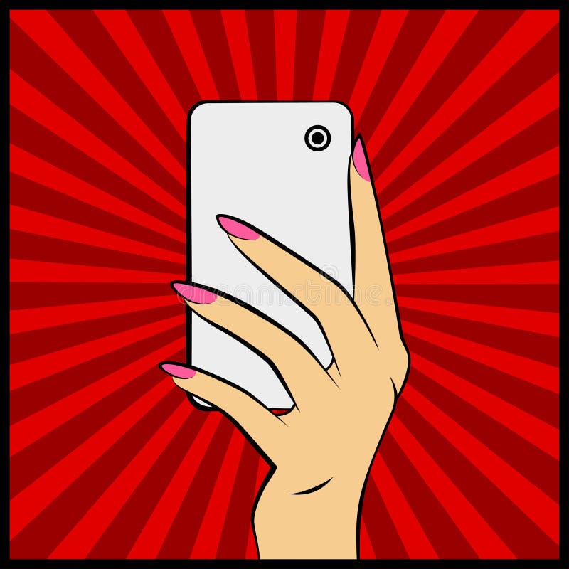 Hand with a phone stock vector. Illustration of social - 64785106
