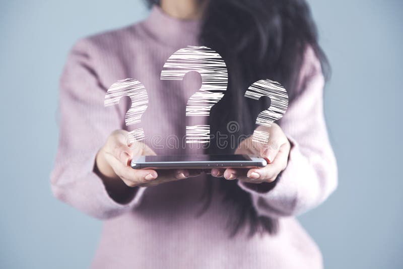 Hand Phone with Question Mark Stock Image - Image of button, idea ...