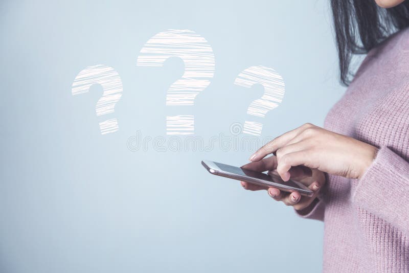 Hand Phone with Question Mark Stock Image - Image of symbol, mobile ...