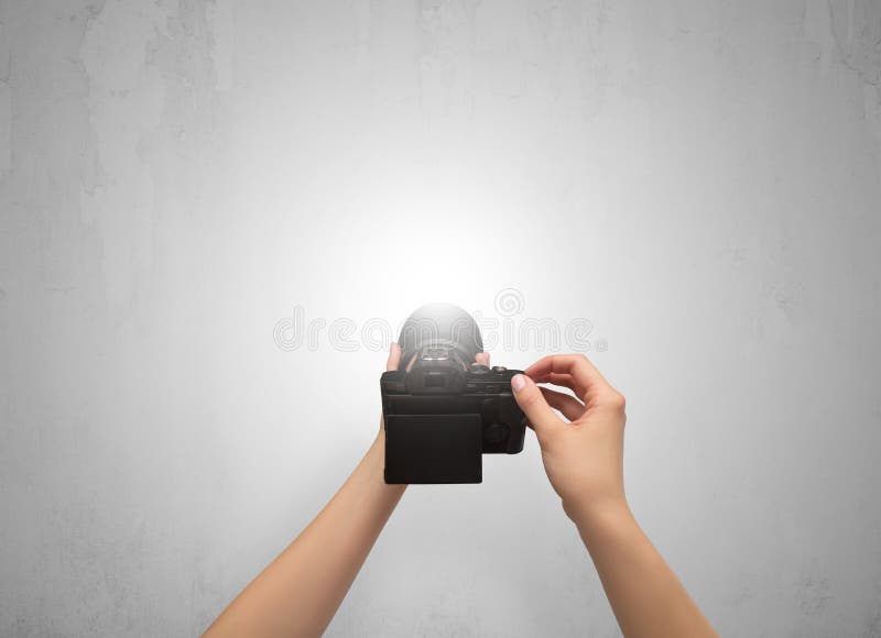 Hand Photo Shooting an Empty Grey Wall Stock Photo - Image of shot ...