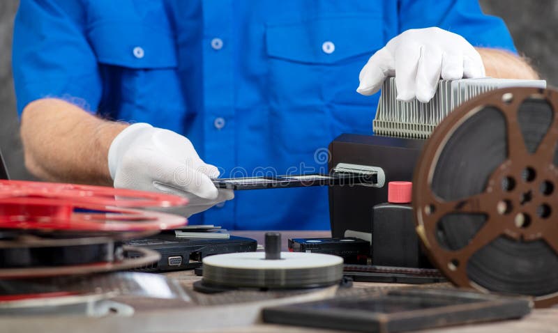 Hand Photographer Digitize Film Slide for Saving Stock Photo - Image of ...