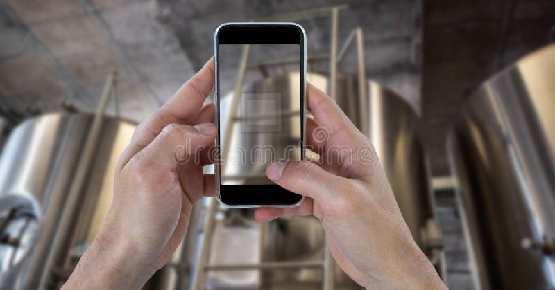 Hand Photographing Muffins through Smart Phone at Bakery Stock Image ...