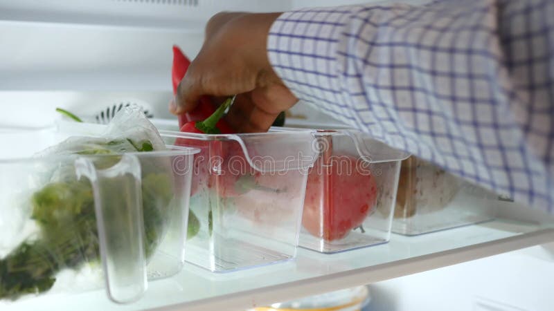 Hand Pick Fresh Vegetables from a Open Fridge. Stock Footage - Video of ...