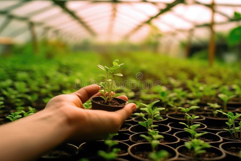 A Small Plant is Growing Out of a Rock. Generative AI Image. Stock ...