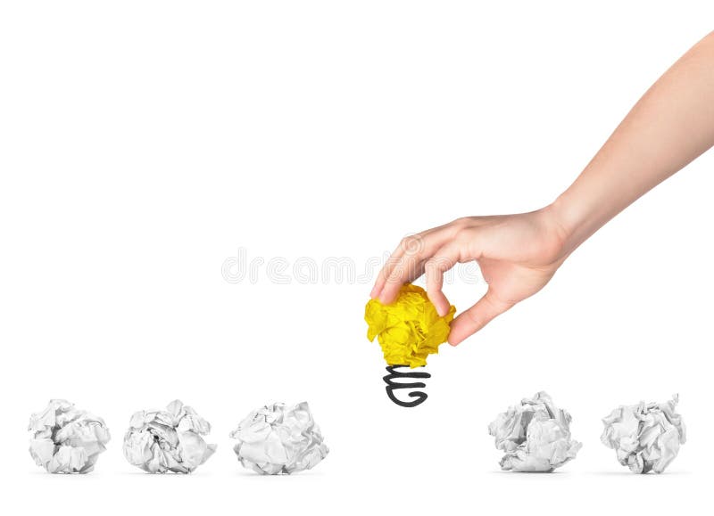 The Hand Picked Bright Crumpled Paper Stock Image - Image of machine ...