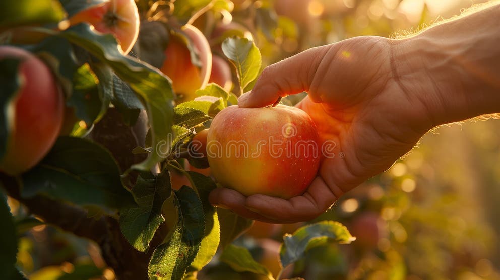 Hand Picking an Apple from a Tree Stock Image - Image of nutrition ...