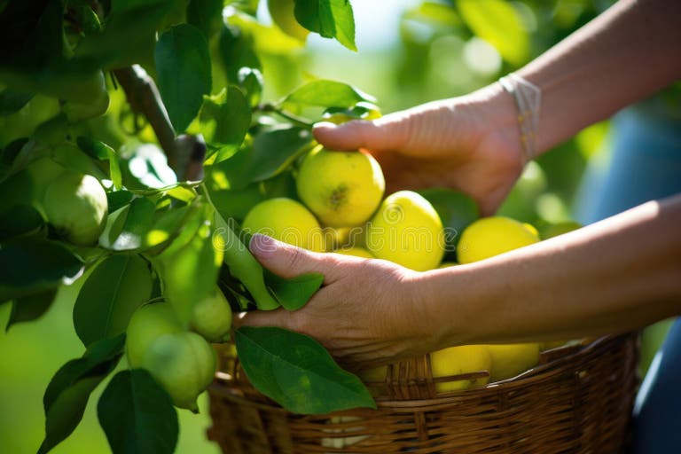 Hand Picking Lemons from a Basket for Making Lemonade Stock ...