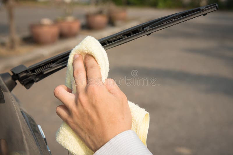 Hand Picking Up Wiper Cleaning Stock Image - Image of windscreen ...