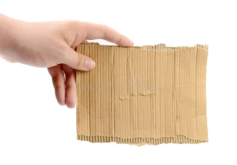 Hand piece of cardboard stock photo. Image of card, billboard - 73463394