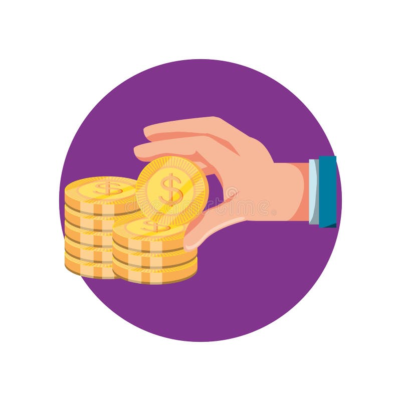 Hand with Pile of Coins Dollar Stock Vector - Illustration of coins ...