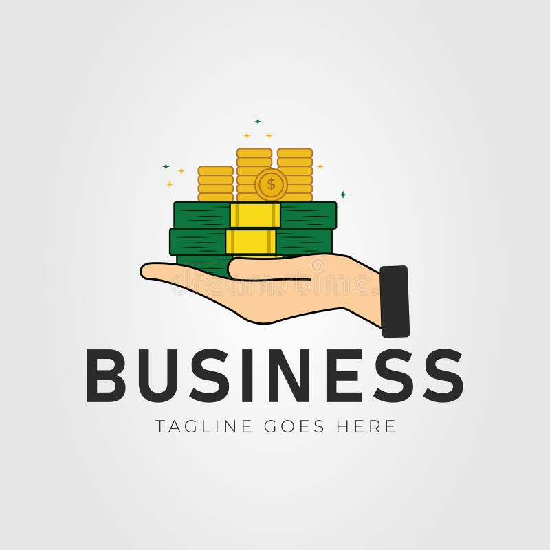 Hand with Pile of Money and Coin Logo Vector Illustration Design Stock ...