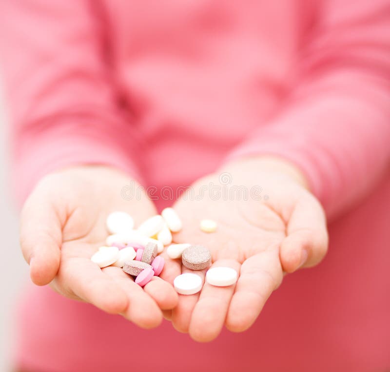 Hand with pills stock image. Image of antibiotics, female - 39218935