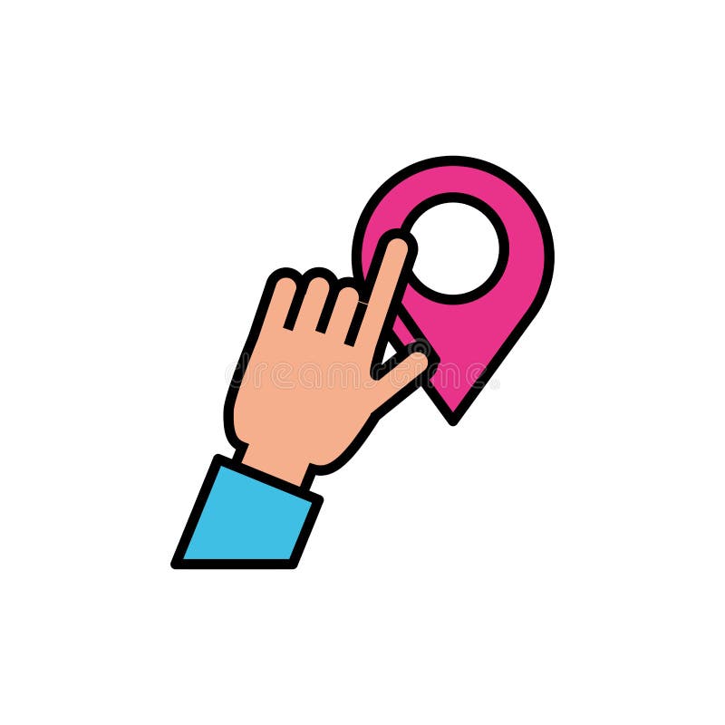 Hand with Pin Pointer Location Stock Illustration - Illustration of ...